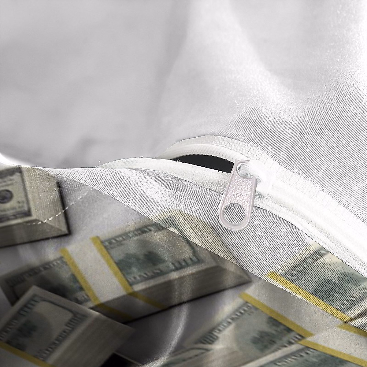 Dollar Currency Bed 3-Piece Theme Decoration, Fun Art Quilt Cover, Banknote Theme Decoration Bed Duvet Cover, Bedroom Room Personality Decoration 3-Piece Set Single（135x200cm）