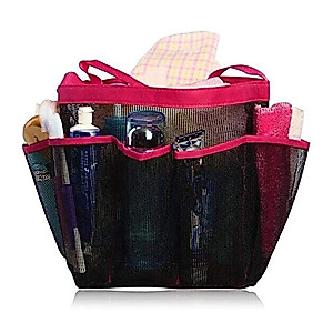 2 Pack Mesh Shower Caddy Shower Tote Bag with 8 Mesh Storage Pockets Shower Caddy Bag Bath Organizer for College dorms Gym Shower Swimming Travel and Daily (Pink)