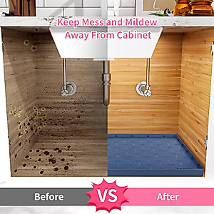 Sdpeia Under Sink Mat for [34" x 22"] Cabinet, Upgraded Silicone Waterproof Mat Kitchen Cabinet Liner Cabinet Protector Kitchen Organizers and Storage