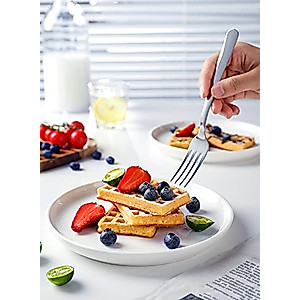 Sweese 155.001 Porcelain Round Dessert Salad Plates - 7.4 Inch - Set of 6, White