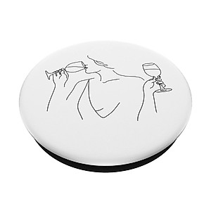 Double Fisting Black And White Funny Wine Lover Line Art PopSockets Swappable PopGrip