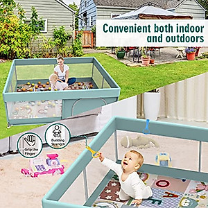 Baby Playpen with Mat,Playpen for Babies and Toddlers,71”x59”Extra Large Baby Playpen,Sturdy Safety Indoor & Outdoor Kids Activity Play Center with Anti-Slip Suckers and Zipper Gate.