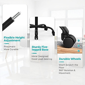 STAFFPENGUIN Ergonomic Computer, Home Wheels, Mid Back Mesh Office Desk Rolling Swivel Task Chair with Lumbar Support Armrests, Black