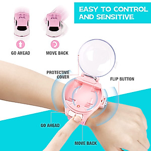 Fanxbox Mini Watch Remote Control Car Toy, 2.4 GHz Watch Remote Control Car for Kids Watch Cars Toy Gift for Boys and Girls(Pink)
