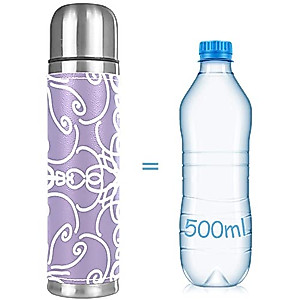Stainless Steel Leather Vacuum Insulated Mug Vintage Flower Texture Thermos Water Bottle for Hot and Cold Drinks Kids Adults 16 Oz
