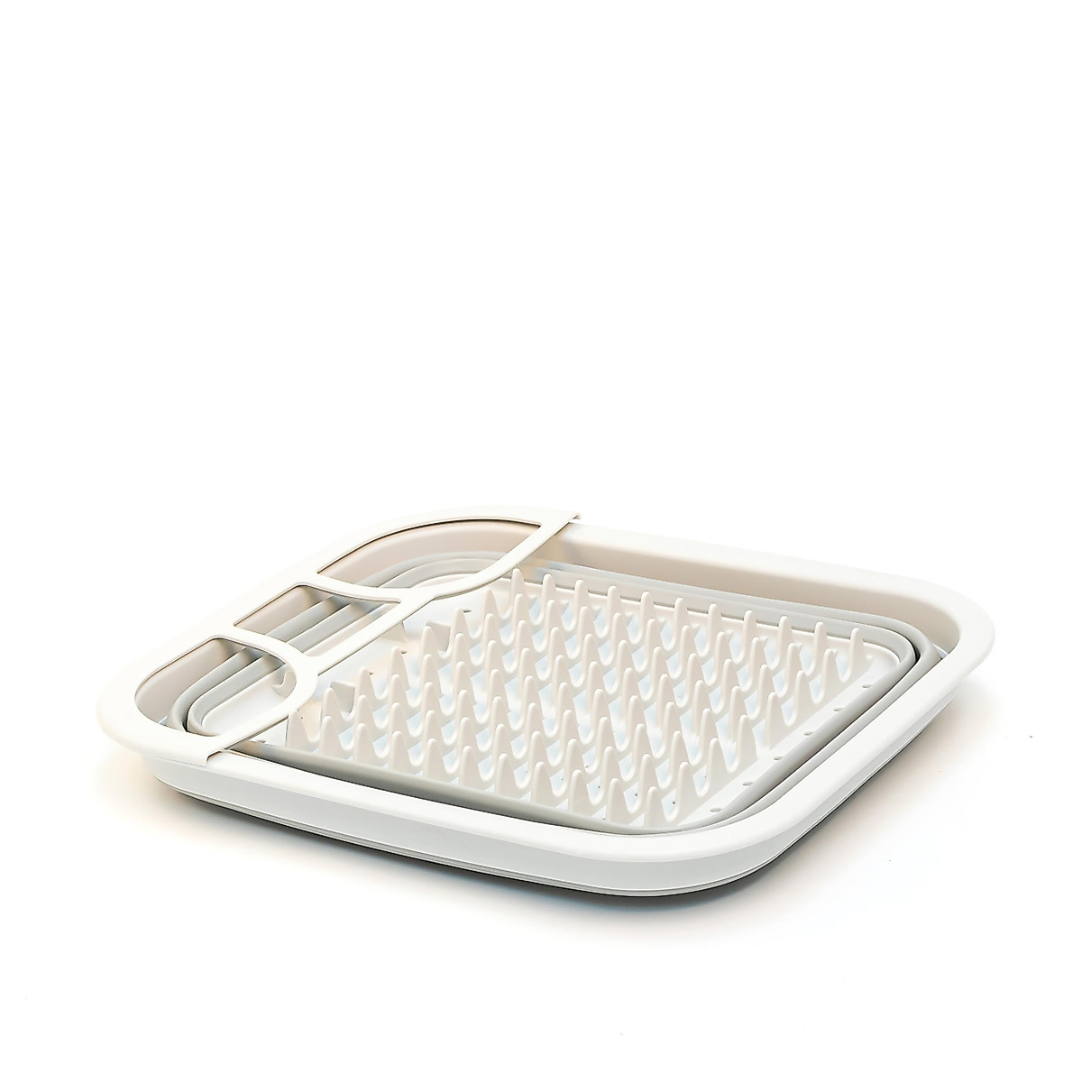 SAMMART Collapsible Dish Drainer with Drainer Board - Foldable Drying Rack Set - Portable Dinnerware Organizer - Space Saving Kitchen Storage Tray (1, Grey)