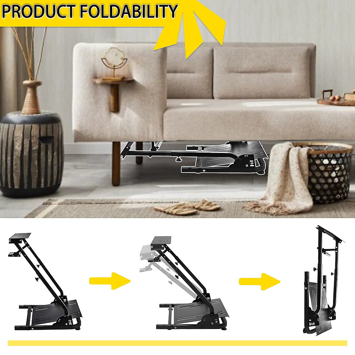 Fruyyzl G29 G920 Racing Wheel Stand, Height Adjustable & Foldable Steering Wheel Stand for Logitech G923 G25 G27,Supporting Thrustmaster T80 T150 TX F430 Gaming Wheel Stand(Wheel Pedals NOT Included)