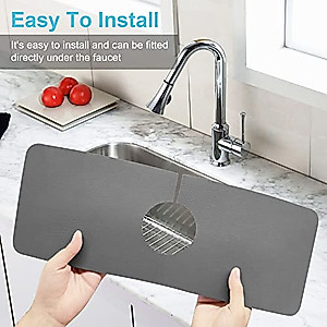 6Pcs Kitchen Faucet Splash Guard, Fast Drying Faucet Absorbent Mat Bathroom Sink Splash Guard Behind Faucet Splash Catcher Faucet Mat for Kitchen Sink Home Farmhouse Bar RV, 15'' x 5.4''