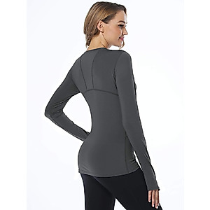 CADMUS Quick-Drying Running Long Sleeve Shirt for Women Workout Shirts,Black, Grey, Red,X-Large