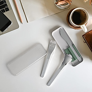 MONBENTO - Cutlery Set MB Slim Box Onyx for Lunch Box - 3 Pieces Fork Knife Spoon - Flatware Set Work Lunch Packing - Suitable for MB Original & MB Square Bento Boxes - Stainless Steel - Black