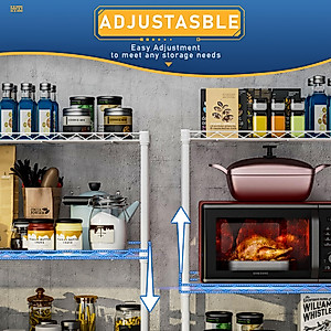 pouseayar Kitchen Shelves Organizer, 6 Tier 2100LBS Metal Wire Shelving Rack w/Innovative Side Mesh, Heavy Duty Adjustable Shelving Units and Storage for Home Office Garage, 87.5" H x 48" W x 18" D