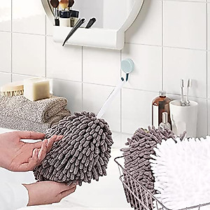 Yigood 4 PCS Chenille Hanging Hand Towels Quick Dry Hanging Absorbent Soft Hand Bath Towel, Bathroom Fluffy Microfiber Decorative Towels Ball，Cleaning Cloth for Bathroom Kitchen