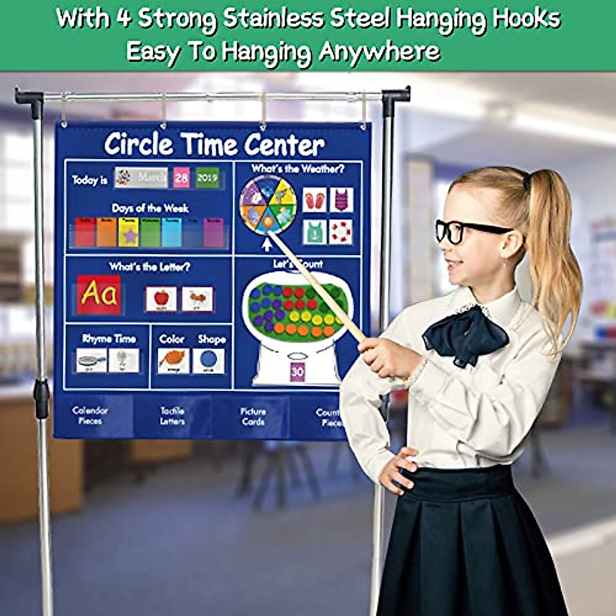 Circle Time Classroom Pocket Chart: Calendar, Weather, Skills