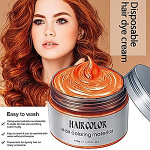 Temporary Hair Color Wax Dye 4.23 oz-Instant Hairstyle Cream Hair Pomades Hairstyle Wax for Party Cosplay Easy Cleaning (Orange)