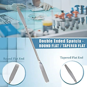 A2Z-DE003 Stainless Steel Double Ended Micro Lab Spatula Sampler, Round & Tapered Arrow End, 7" Length