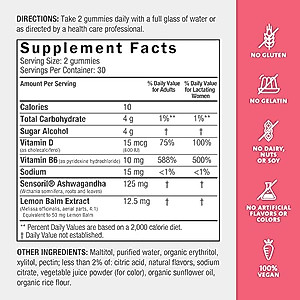 Mommy's Bliss Lift My Mood Postnatal Support Ashwagandha, May Reduce Stress & Support a Balanced Healthy Mood, Vegan, Delicious Rasberry Flavor, 60 Gummies (30 Servings)