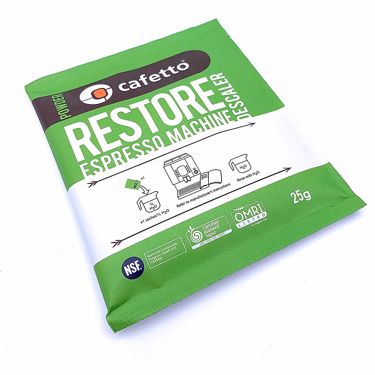 Cafetto Restore Espresso Machine Descaler, Coffee Machine Cleaning Powder for Use In Organic Systems (4 Single Use Packets)