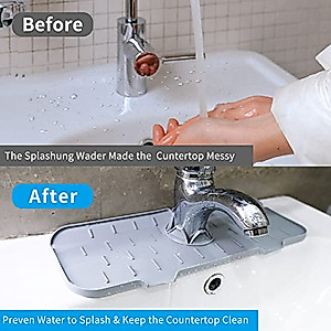 RBINITION Kitchen Sink Splash Guard, Silicone Faucet Drip Catcher,Faucet Absorbent Mat, Sink Draining Pad Behind Faucet, Sink Protector for Kitchen Sink Countertop, Bathroom