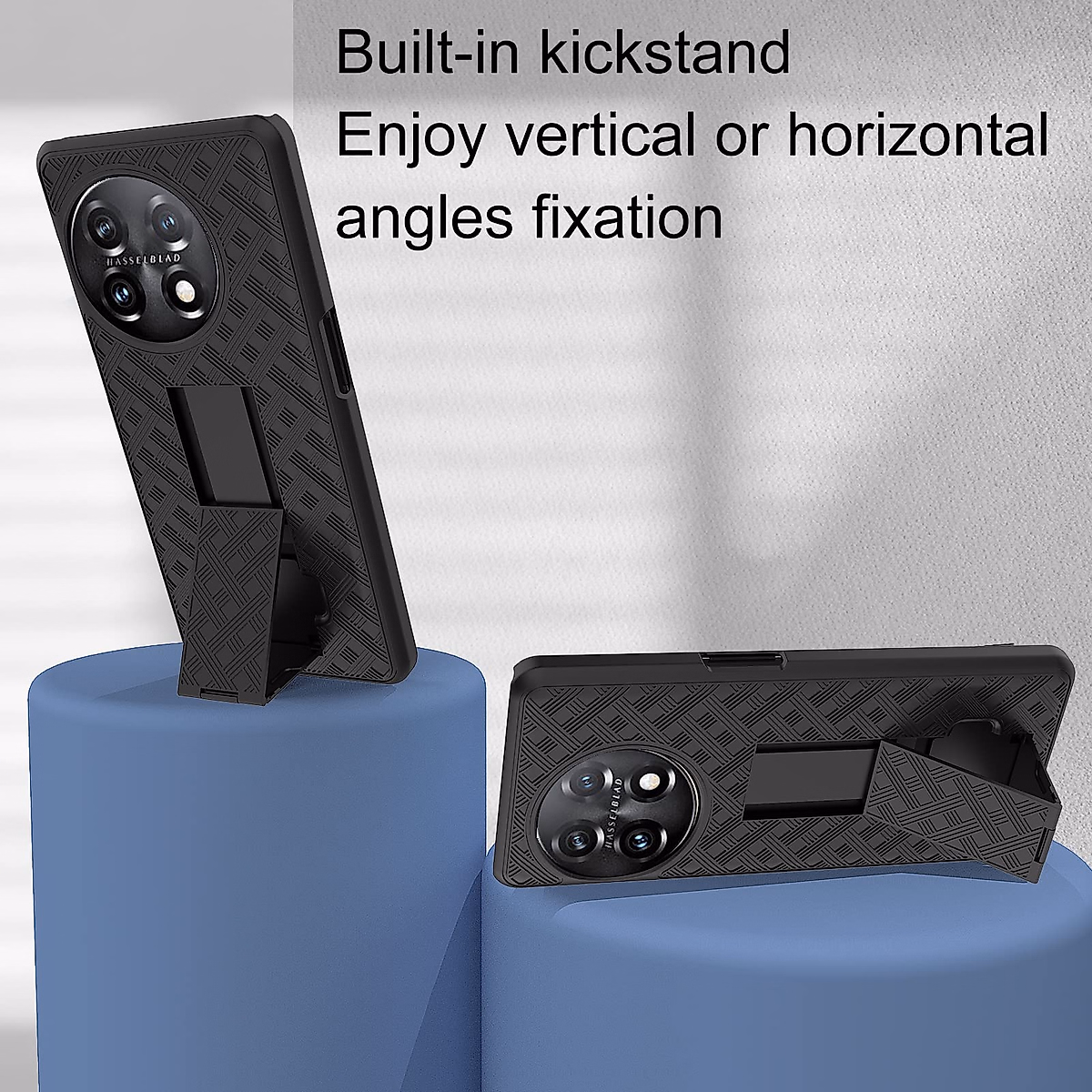 Ailiber for OnePlus 11 Phone Case, OnePlus 11 5G Case Holster with Screen Protector, Swivel Belt Clip, Kickstand Holder, Slim Shockproof Shell Full Body Protective Phone Cover for One Plus 11-Black