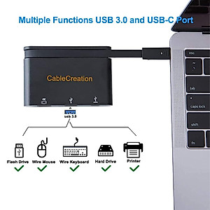USB C to HDMI with Charging, CableCreation 3 in 1 Type C to HDMI, USB 3.0, USB C Power Port Adapter Thunderbolt 3 Compatible, Work with Macbook Pro 2019 2018, iPad Pro 2019 2019, surface Book 2,XPS 13