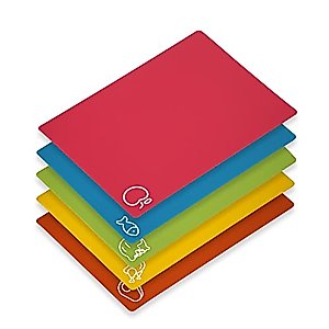 5 Pieces Flexible Cutting Boards, BPA Free Plastic Cutting Boards for Kitchen, Non Slip Cutting Mat for Meat and Vegetables