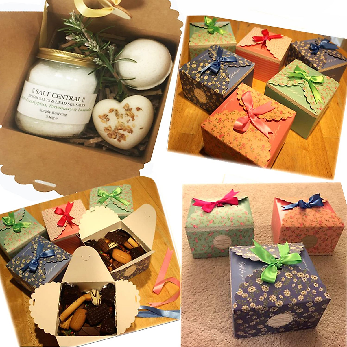Chilly Gift Boxes, Set of 12 Decorative Treats Boxes, Cake, Cookies, Goodies, Candy and Handmade Bath Bombs Shower Soaps Gift Boxes for Christmas, Birthdays, Holidays, Weddings (Flower Patterned)