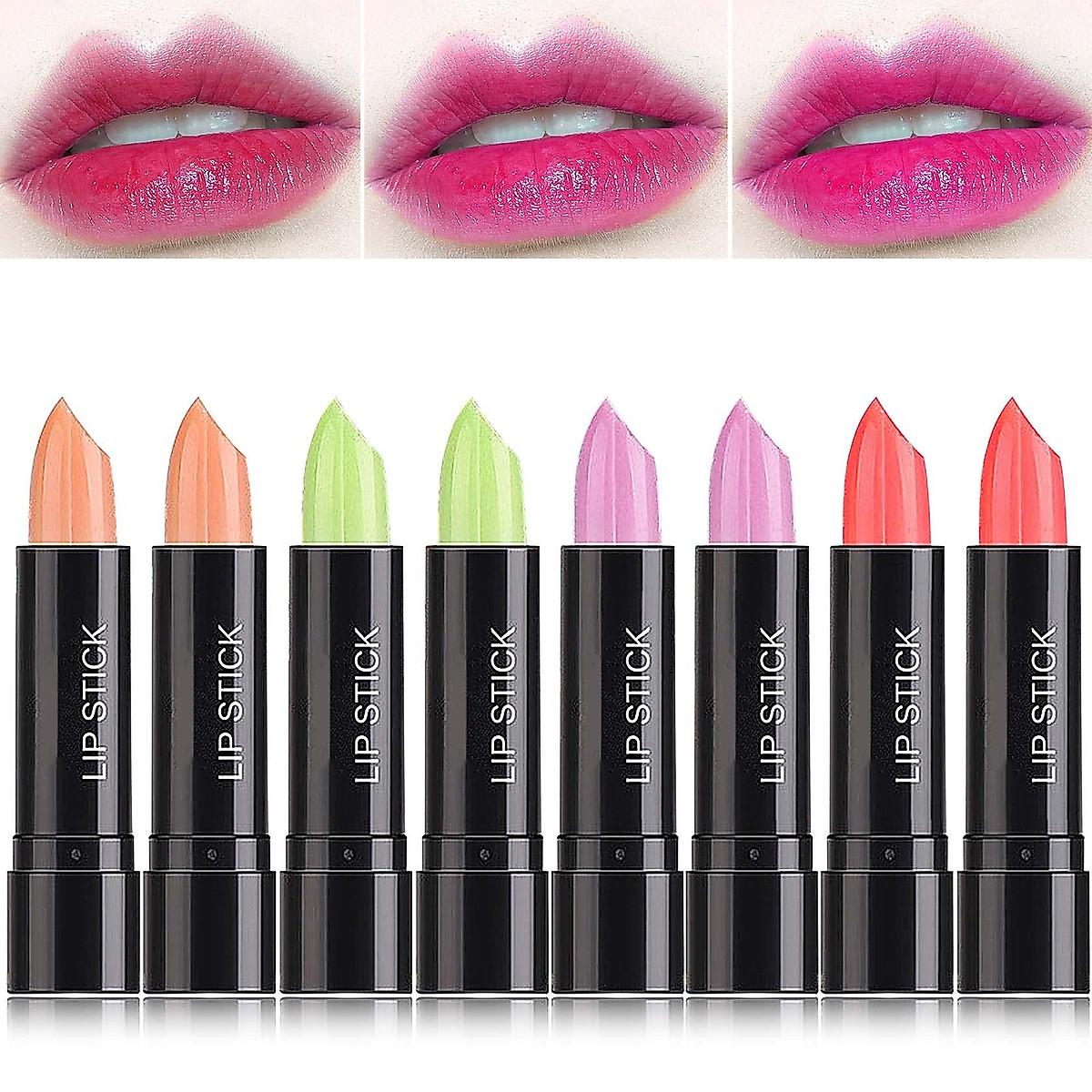 WENJLYJ 8 PCS Crystal Jelly Color Changing Lipstick Set,Magic Lipstick PH Temperature Color Change Changing Lip Gloss Stain Tinted Lip Balm Waterproof Long Lasting Moisturizing Lipstick for Women