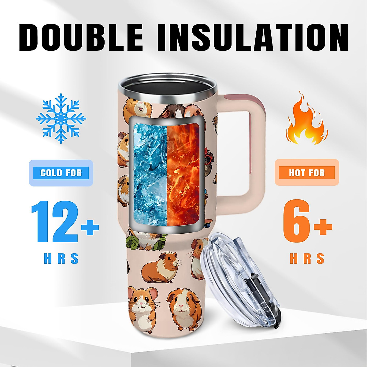 Guinea Pig Gifts for Girls/Women, 40oz Guinea Pig Tumbler with Lid and Straw, Birthday Gifts for Guinea Pig Lovers, Guinea Pig Themed Gifts for Guinea Pig Stuff, Just a Girl Who Loves Guinea Pig Cup