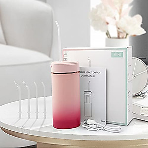 Matekxy Foldable Water Flosser, Cordless Rechargeable Oral Irrigator, IPX7 Waterproof 4 Modes Water Teeth Cleaner for Braces, Bridges Care, Home Travel Pink