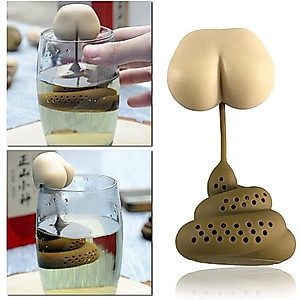 1Pcs Reusable Silicone Tea Infuser, Creative Poopy Shaped Funny Herbal Tea Bag Reusable Coffee Filter Diffuser Strainer Tea Accessories