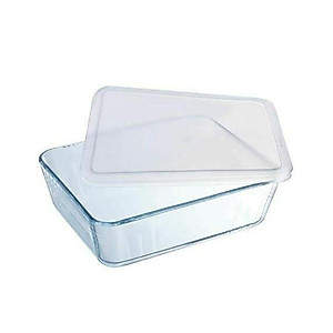 Pyrex Cook&Freeze Set of 2 Rectangular containers with lids, Extra Strong Borosilicate Glass, 1.5L + 2.6L, Oven-Safe, 1,5L - 2,6L, Clear