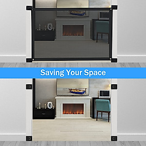 Dog Gates for The House 40'' X 30'', Mesh Baby Gate for Stairs, Portable Folding Magic Pet Gates for Dogs Easily Install Anywhere, No Drilling Puppy Gate for Stairs/Hallways/Doorways/Indoor Outdoor