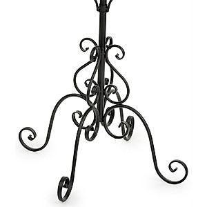 Displays2go Wrought Iron Hat and Coat Rack, Rotates, Total of 31 Hooks, Multi-Tiered, Black, 73" H x 20" W x 20" D