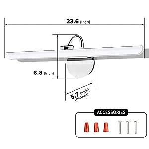 OKELI Dimmable Bathroom Light Fixtures LED Modern 23.6IN 14W Bathroom Vanity Light Chrome Stainless Steel 180°Rotatable Vanity Light Bar for Bathroom 6000K Cool White ETL Listed