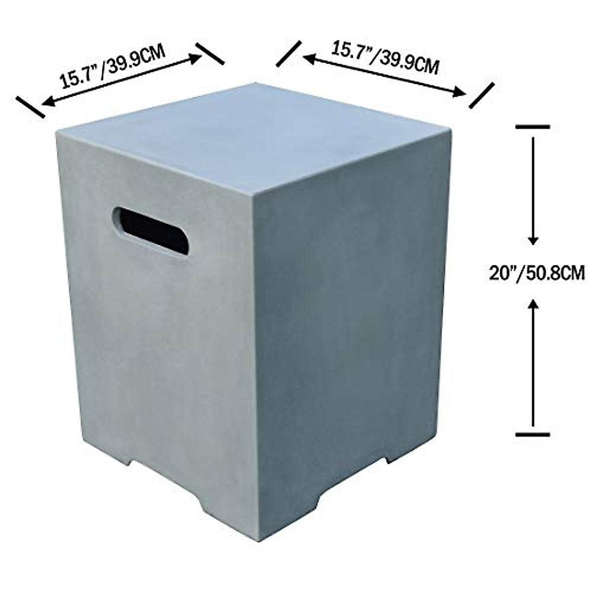 Elementi Light Grey Propane Tank Cover Fire Pit Accessories Square 20 Inches Concrete Outdoor Side Table Fits Standard 20 Pound Propane Tank Hideaway Table