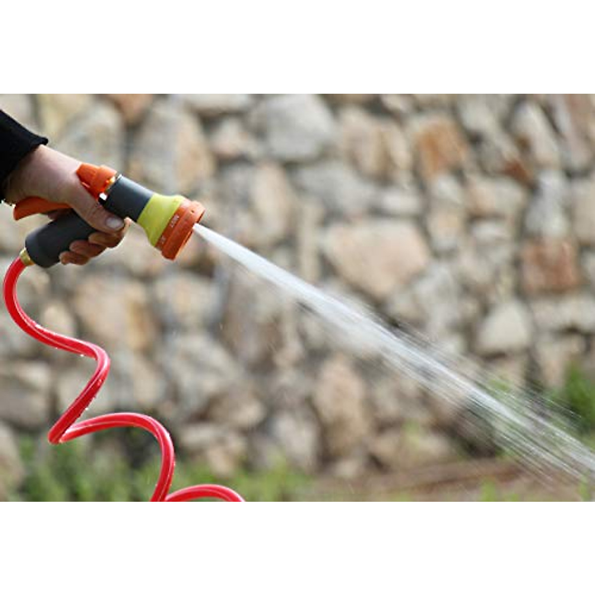 TABOR TOOLS Coil Garden Hose, 25 Feet Retractable Recoil Watering Hose with 8-Pattern Spray Nozzle, Corrosion Resistant 3/4 Inch Solid Brass Connectors, Lightweight and Durable. WK25A. (25 Feet)