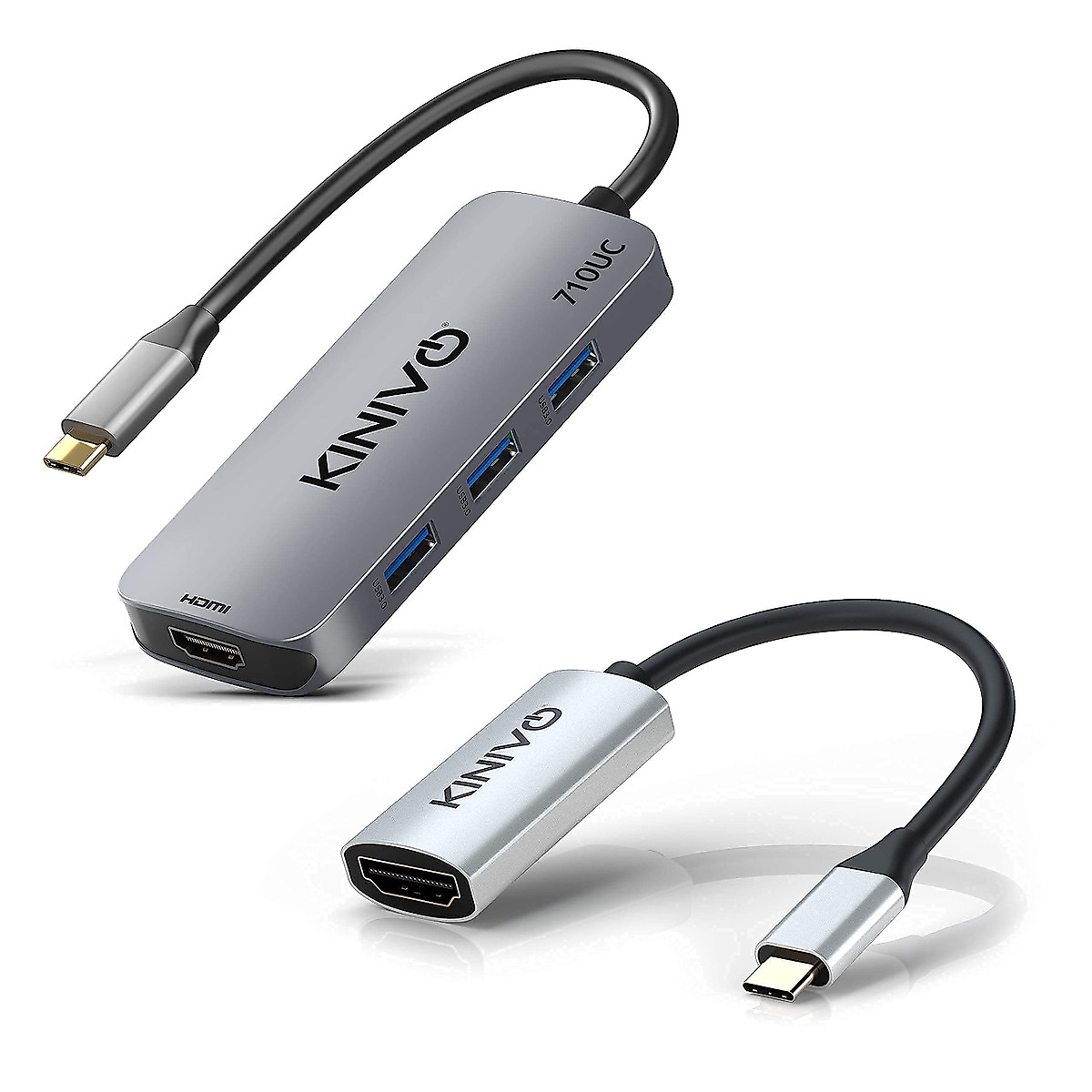 Kinivo 710UC USB-C Hub with USB C to HDMI Adapter - 25CM (4K 60Hz, 7 Ports- 3 USB 3.0 Ports, HDMI Port, 100W PD, SD and TF Card Readers)