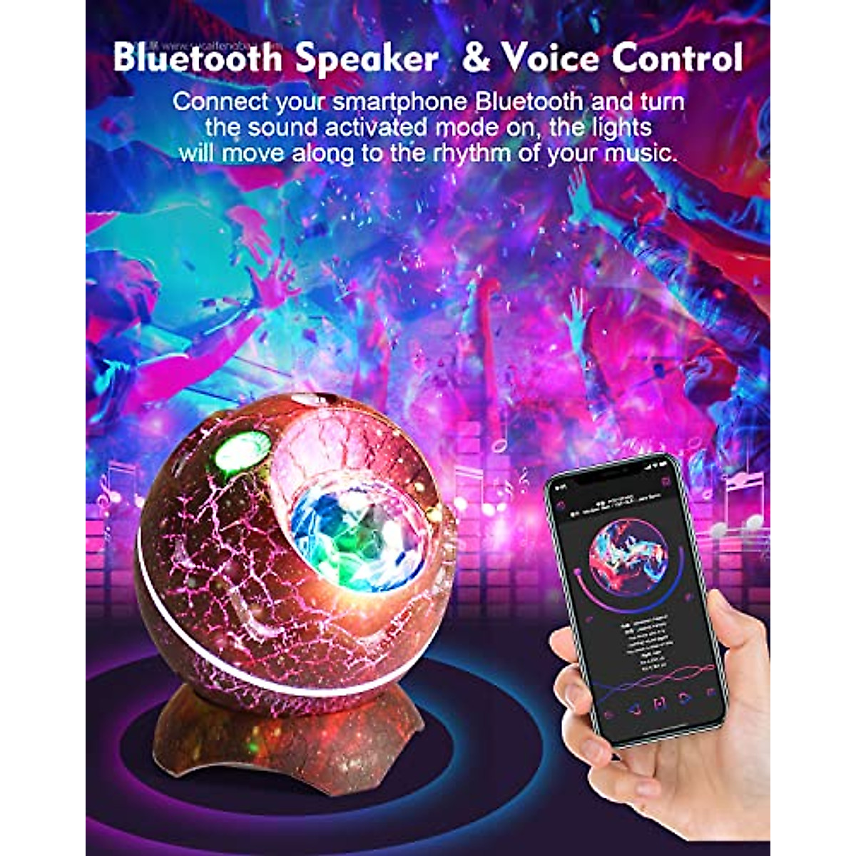 Galaxy Projector, Joycabin Dinosaur Eggs Star Projector Night Light with Remote Control, Bluetooth Speaker & White Noise LED Star Nebula Light Projector for Kids Adults Bedroom Home Ceiling Decor