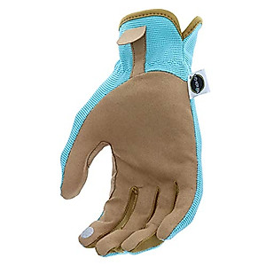 Miracle-Gro MG86202 Synthetic Leather Palm Gloves – [Blue/Tan, Small/Medium], Touchscreen Compatible