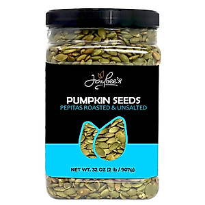 Pumpkin Seeds Pepitas Roasted Unsalted - 32 oz - 2 lbs | Healthy Snack | Vegan, Keto Diet Friendly | Hand-Picked | Kosher Certified | Pumpkin Seed | Jaybee's Nuts
