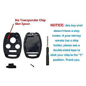 1pc Replacement Key Fob Shell Case Fit for Honda 2008-2012 Accord 2006-2013 Civic EX 2009-2015 Pilot 4 Buttons Keyless Entry Remote Car Key Fob Cover Housing Casing