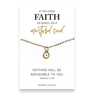 Doodle Beads Mustard Seed Faith Necklace, Gold With 15-17" adjustable Chain. Encouragement, Faith Jewelry