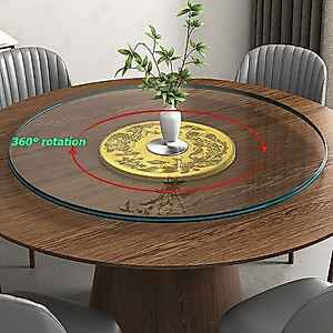 MAGILL 36in Tempered Glass Turntable for Dining Table Centerpiece Rotating Tray，Round Lazy Susan Turntable with Aluminum Alloy Bearing, Easy to Share Food (Color : Clear, Size : 60cm/24in)