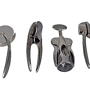 Home Basics Nova Collection Zinc Can Opener, Food Grade, Ultra Sharp Cutting Tool with Smooth Grip, Easy to Use, Store and Clean, Black Onyx