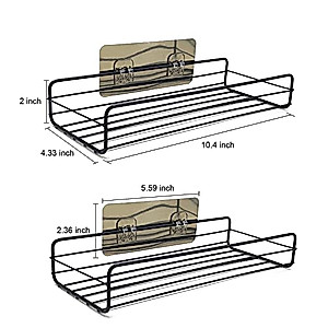 Floating Shelves for Wall Set of 2, Wall Mounted Storage Shelves with Black Metal Frame for Bathroom, Bedroom, Living Room, Kitchen, Office (Black)