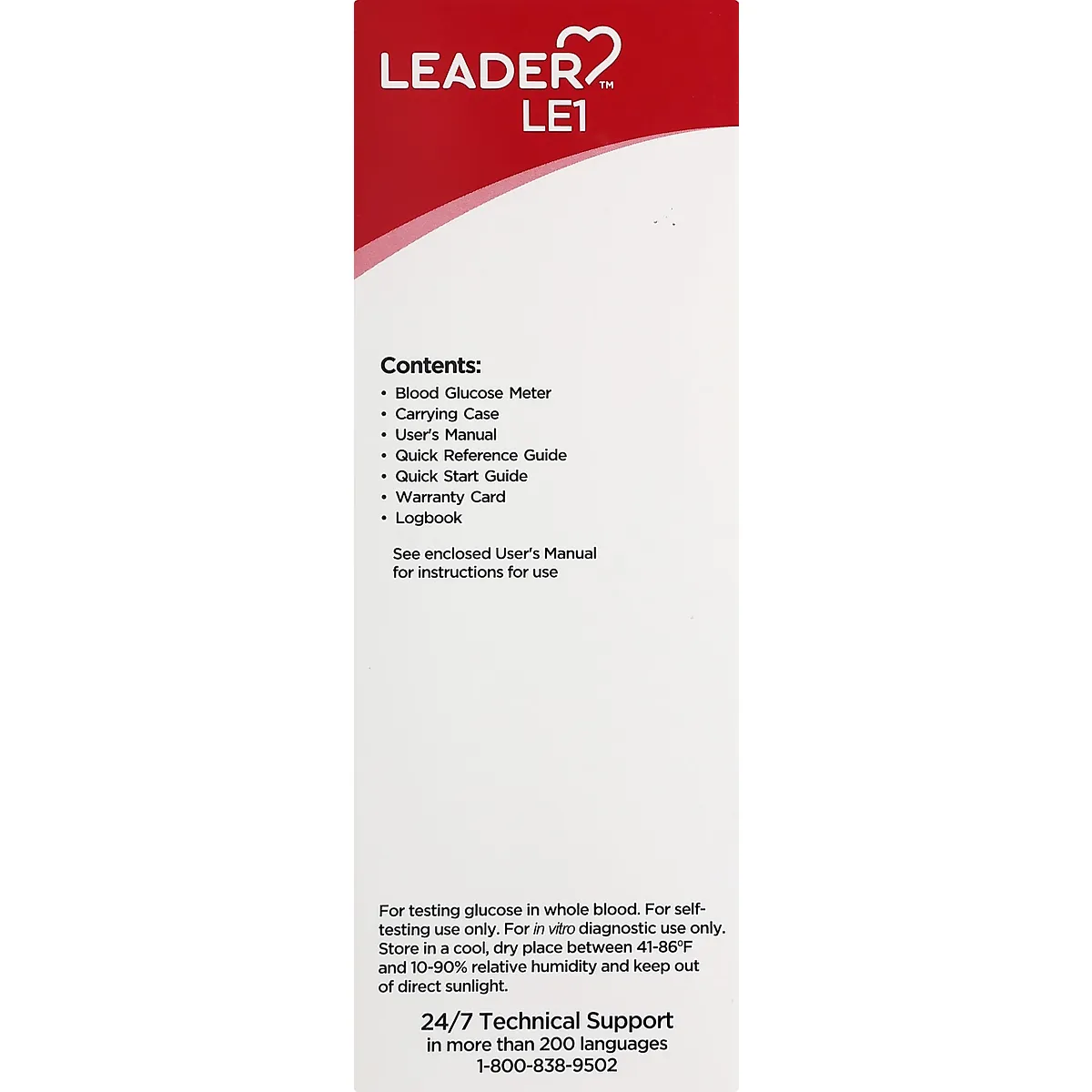 LEADER Blood Glucose Meter for Diabetes, Advanced Biosensor Technology, No-Coding, Fast Accurate Results, for Adults and Kids 12+, Compatible with LEADER Test Strips only, 1 Unit