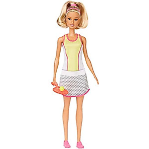Barbie Blonde Tennis Player Doll with Tennis Outfit, Racket and Ball