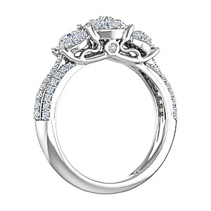 3/4 Carat 3-Stone Diamond Engagement Ring in 10K White Gold (Ring Size 7.75)