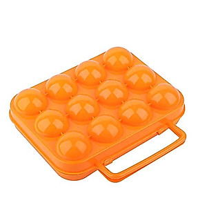 Egg Holder with Dust Proof & Double Side Plastic Storage Box Buckle for Protecting 12 Eggs(Orange)
