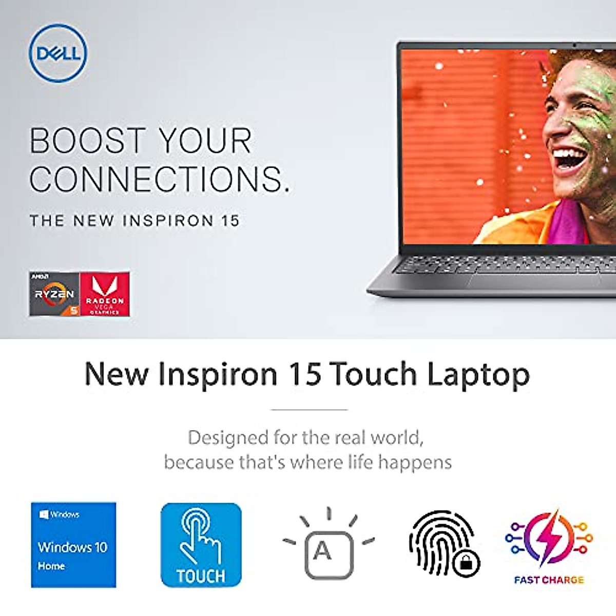 Dell 2022 Newest Inspiron 5515 Laptop, 15.6" Full HD LED Touchscreen, AMD Ryzen 5 5500U, Webcam, Backlit Keyboard, Fingerprint Reader, WiFi, Win 10 Home, Mist Blue (16GB RAM | 512GB PCIe SSD)